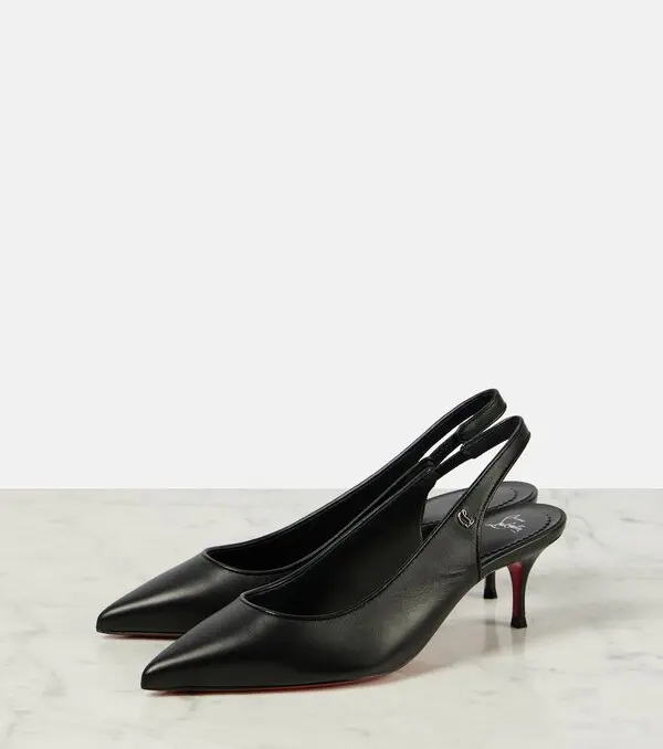 CHRISTIAN LOUBOUTIN Sporty Kate 55 Leather Slingback Pumps - Black