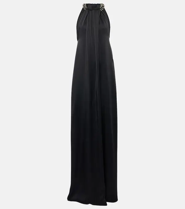 Stella McCartney Embroidered Halterneck Gown - Black
