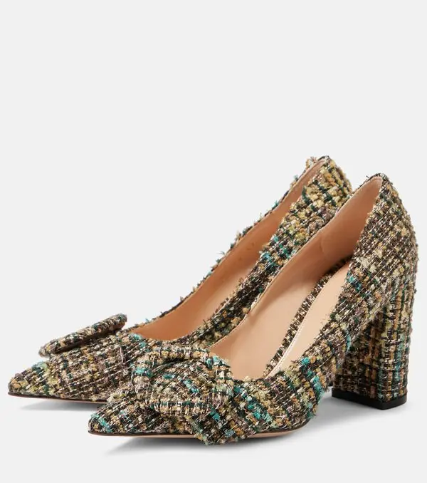 GIANVITO ROSSI 85 Bouclé Pointed Toe Pumps