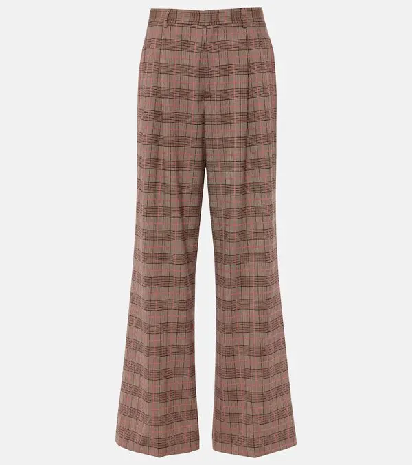 Etro Checked High-rise Wide-leg Pants - Multicoloured