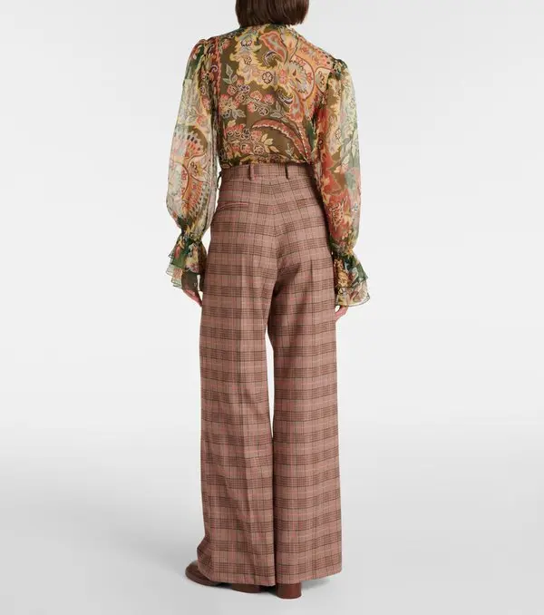 Etro Checked High-rise Wide-leg Pants