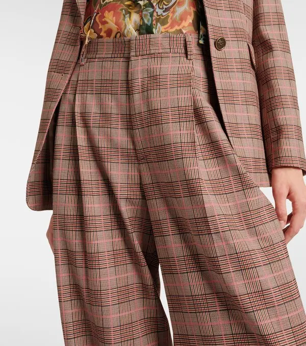 Etro Checked High-rise Wide-leg Pants