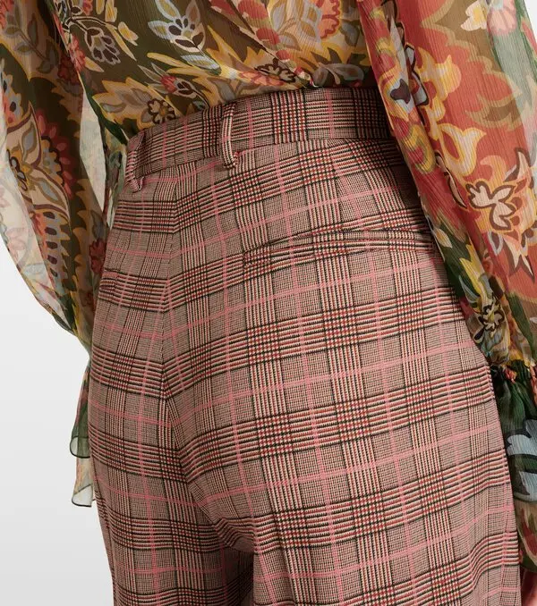 Etro Checked High-rise Wide-leg Pants