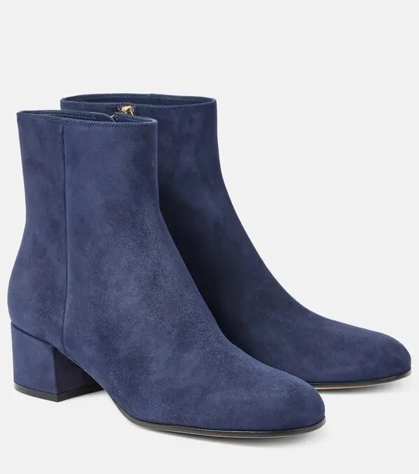 GIANVITO ROSSI 45 Suede Ankle Boots - Blue