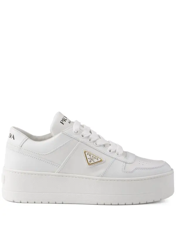 Prada Downtown Bold Leather Sneakers - White