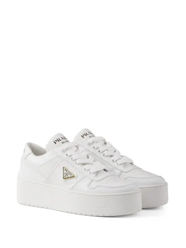 Prada Downtown Bold Leather Sneakers - White
