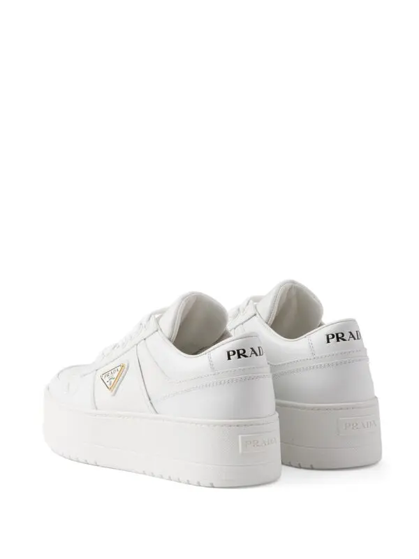 Prada Downtown Bold Leather Sneakers - White