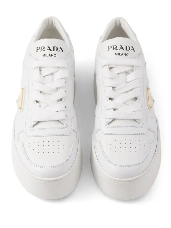Prada Downtown Bold Leather Sneakers - White