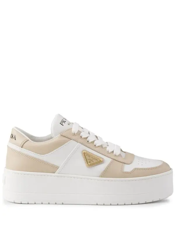 Prada Downtown Leather Sneakers - Neutrals