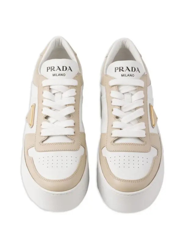 Prada Downtown Leather Sneakers - Neutrals