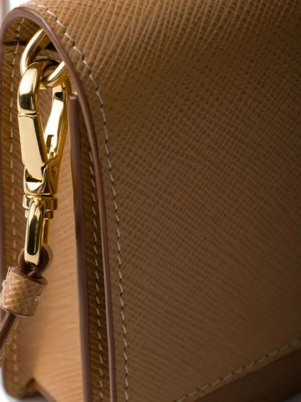 Prada Triangle-logo Leather Mini Bag - Neutrals