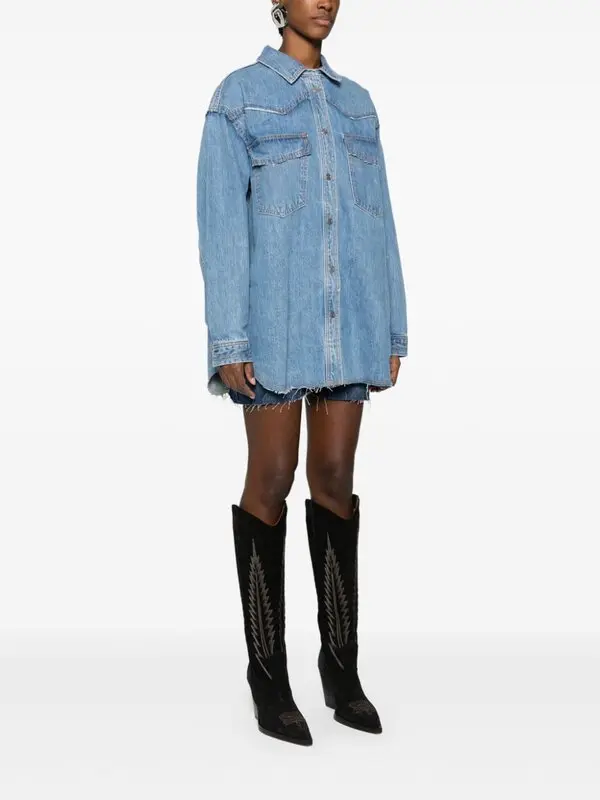 SLVRLAKE Western Raw-cut Denim Overshirt