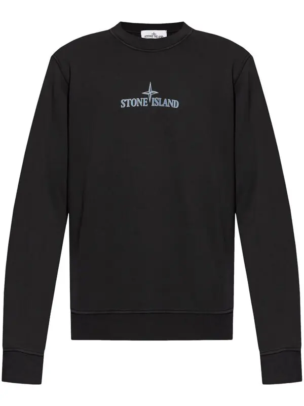 Stone Island Logo-print Cotton Sweatshirt - Black