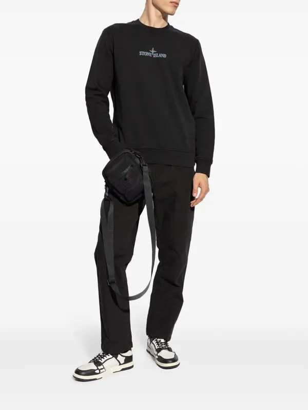 Stone Island Logo-print Cotton Sweatshirt - Black
