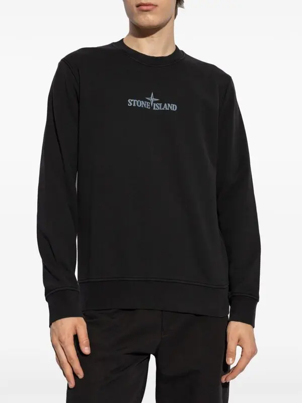 Stone Island Logo-print Cotton Sweatshirt - Black