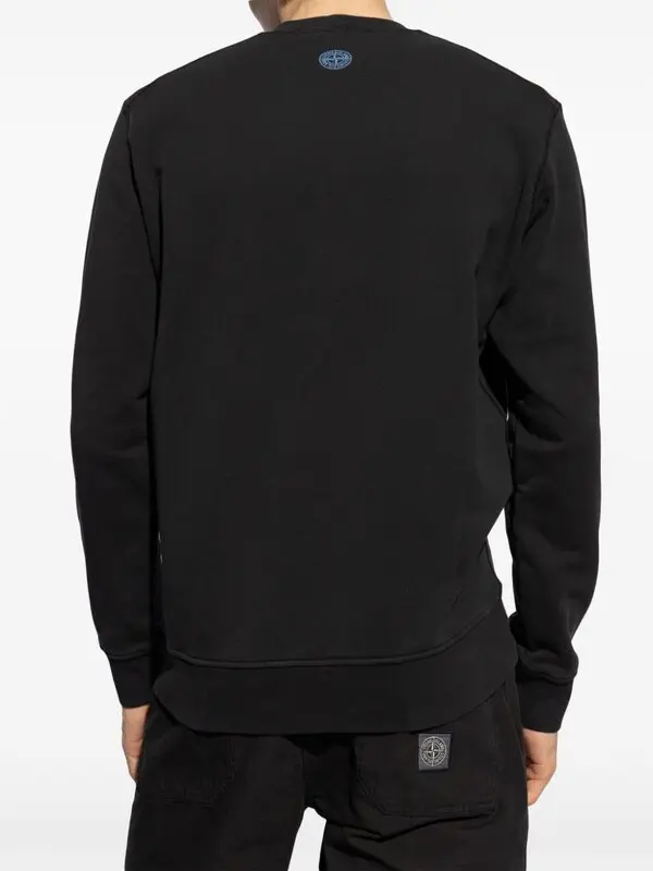 Stone Island Logo-print Cotton Sweatshirt - Black