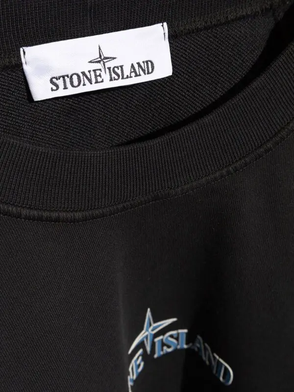 Stone Island Logo-print Cotton Sweatshirt - Black