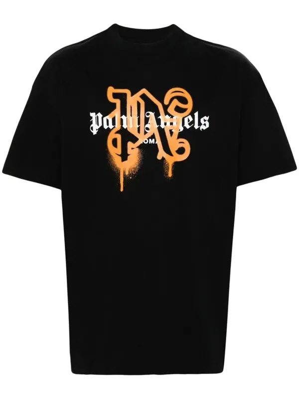 Palm Angels Logo-print Cotton T-shirt - Black