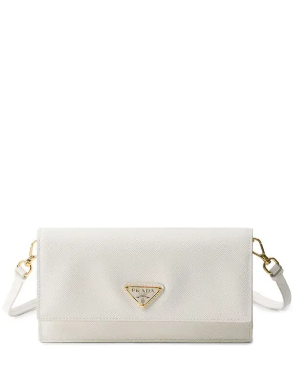 Prada Triangle-logo Leather Mini Bag - White