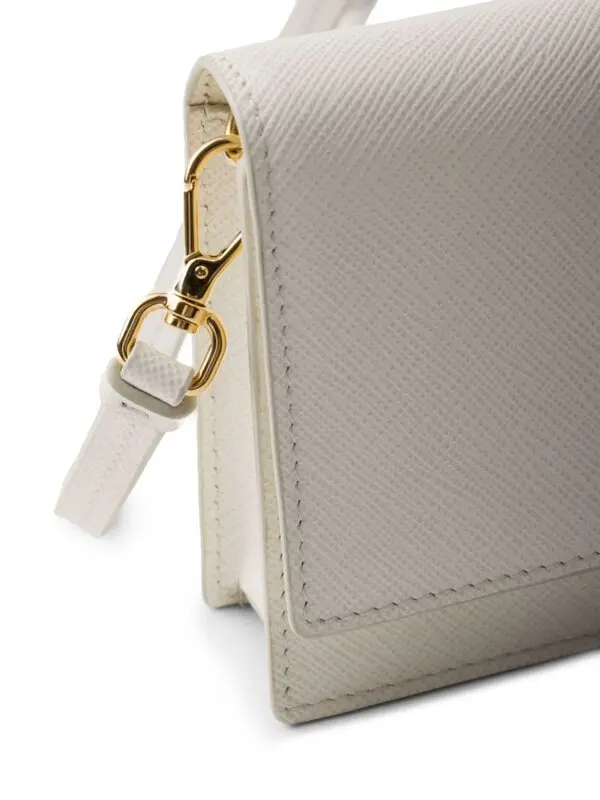 Prada Triangle-logo Leather Mini Bag - White