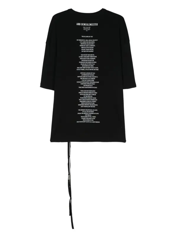 Ann Demeulemeester Text-Print Cotton T-Shirt In Black - 32% Off