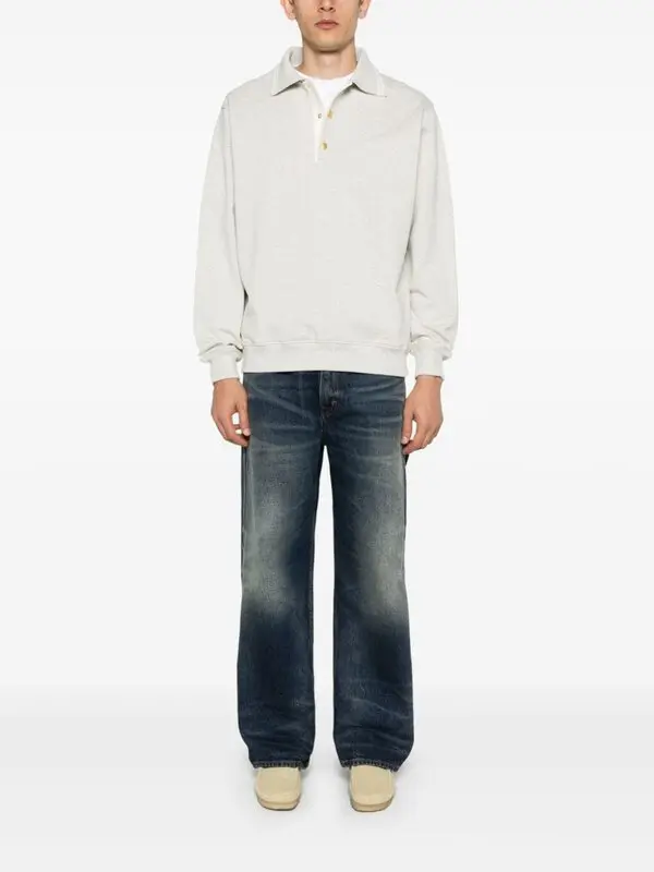 Drole De Monsieur Embroidered-logo Cotton Jumper - Grey