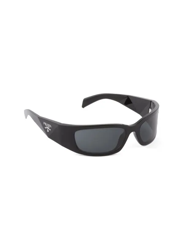 Prada Symbole Wraparound Sunglasses - Black