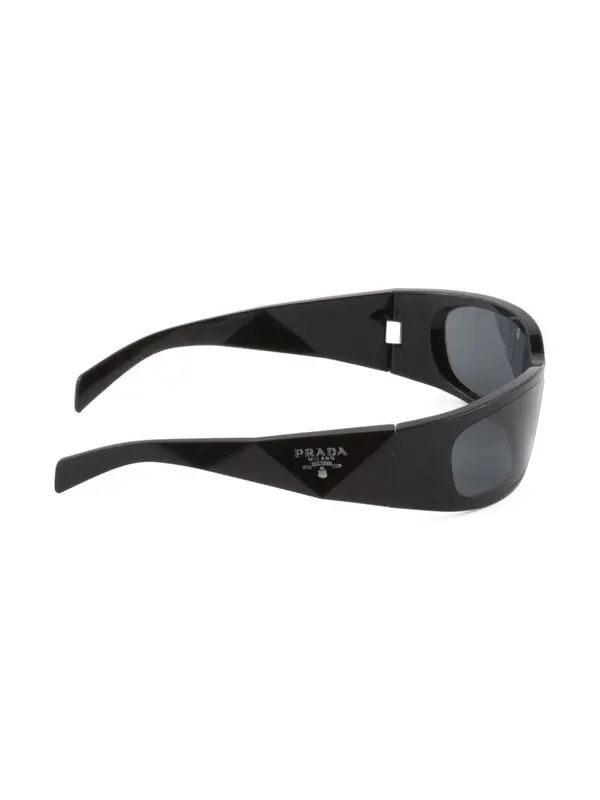 Prada Symbole Wraparound Sunglasses - Black