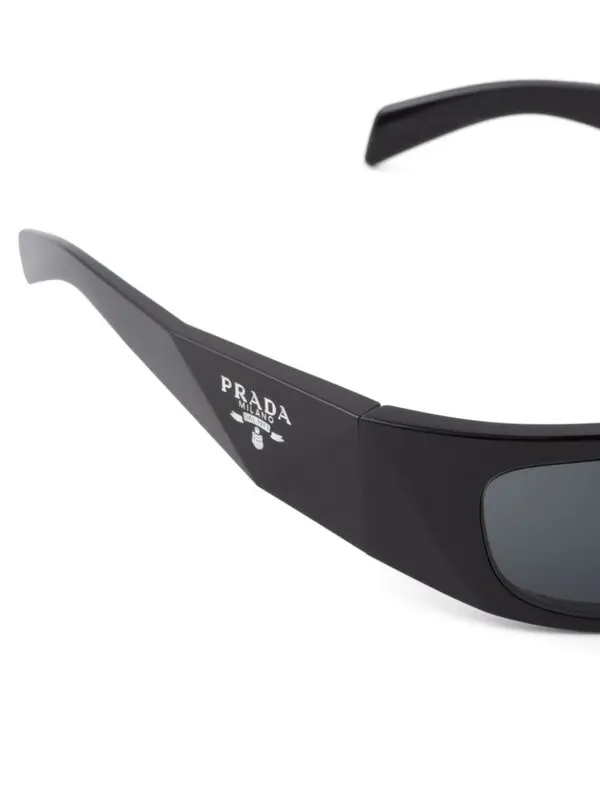 Prada Symbole Wraparound Sunglasses - Black | Editorialist