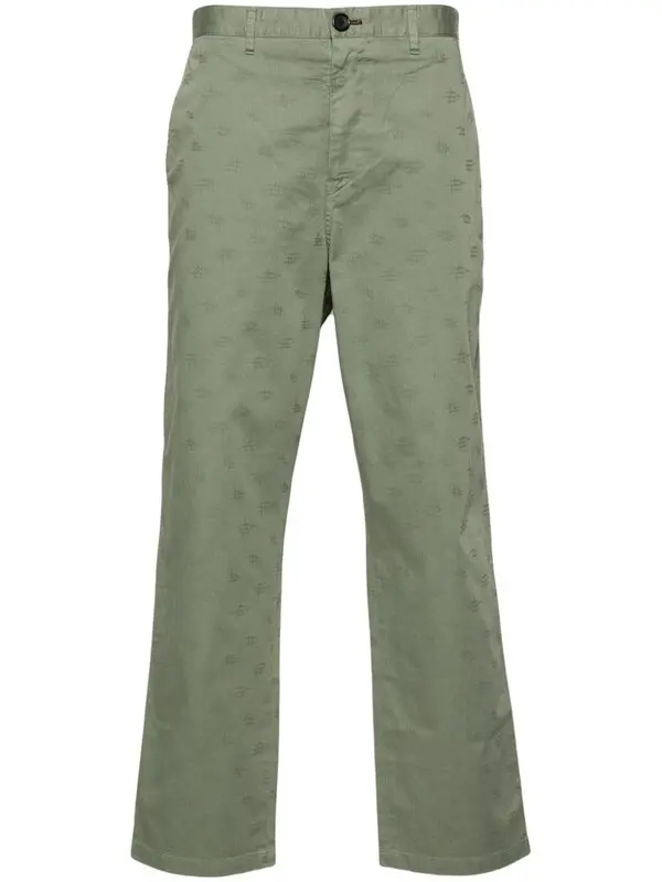 Paul Smith Monogram-jacquard Straight Trousers - Green