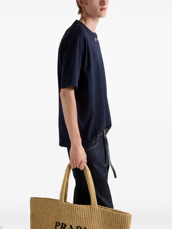 Prada Enamel Triangle-logo Cotton T-shirt - Blue