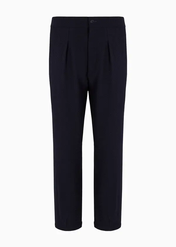 Giorgio Armani Single-pleat Virgin Wool And Cashmere Seersucker Trousers