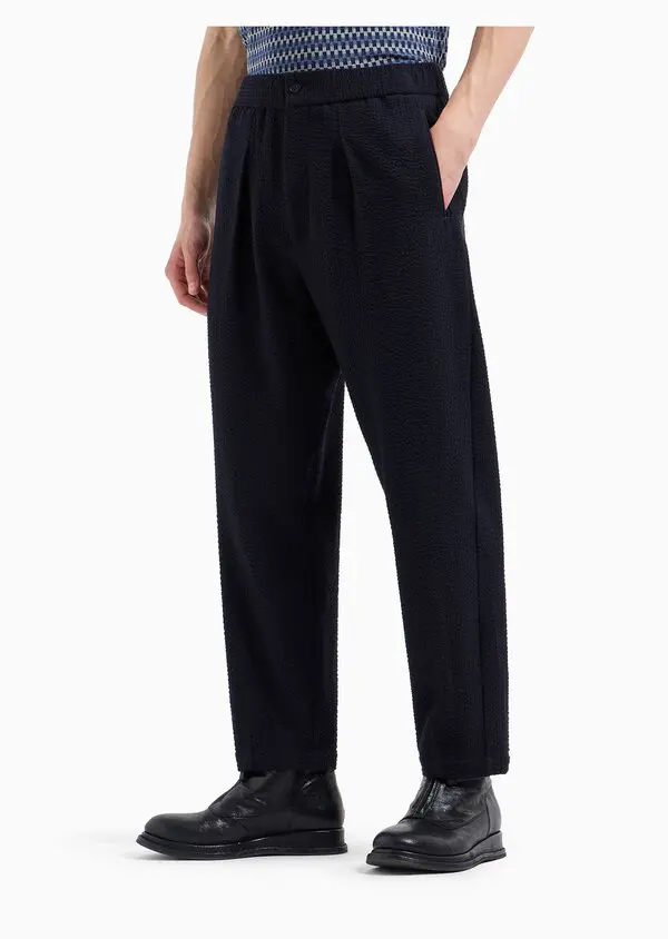 Giorgio Armani Single-pleat Virgin Wool And Cashmere Seersucker Trousers