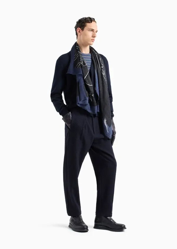 Giorgio Armani Single-pleat Virgin Wool And Cashmere Seersucker Trousers