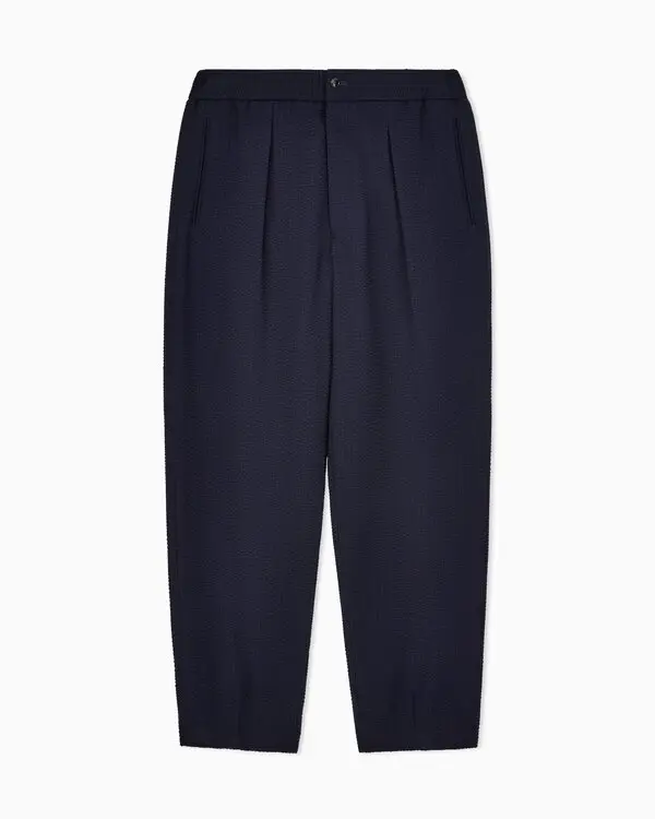 Giorgio Armani Single-pleat Virgin Wool And Cashmere Seersucker Trousers