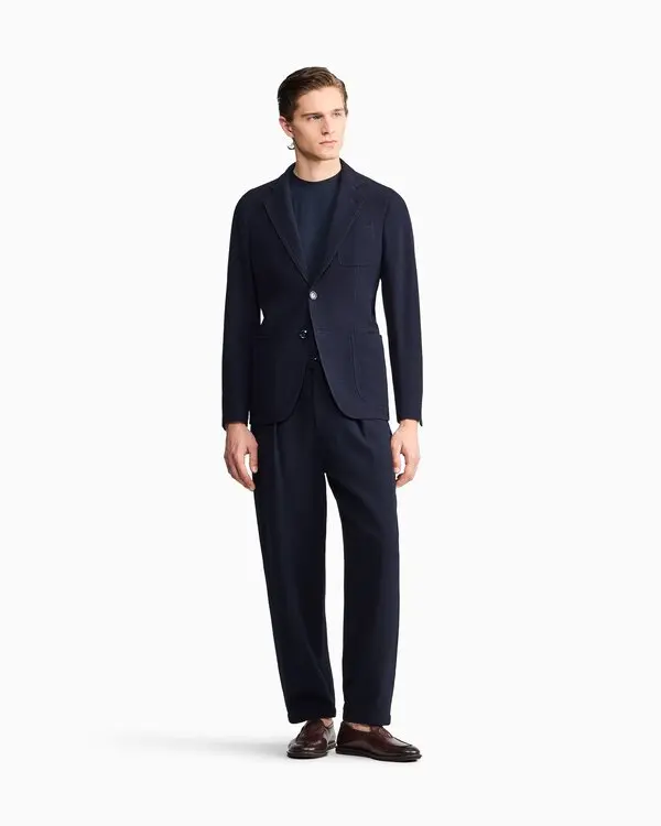 Giorgio Armani Single-pleat Virgin Wool And Cashmere Seersucker Trousers