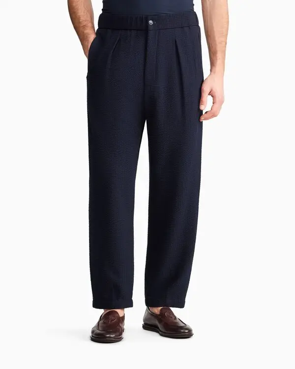 Giorgio Armani Single-pleat Virgin Wool And Cashmere Seersucker Trousers