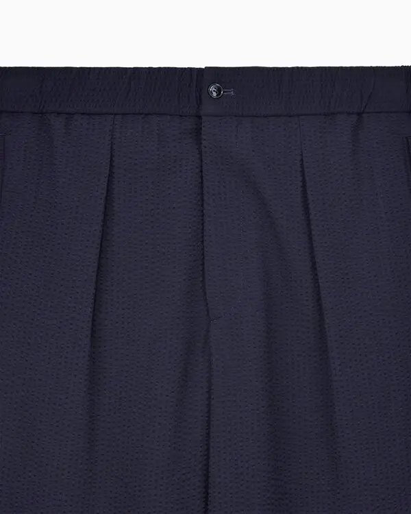 Giorgio Armani Single-pleat Virgin Wool And Cashmere Seersucker Trousers
