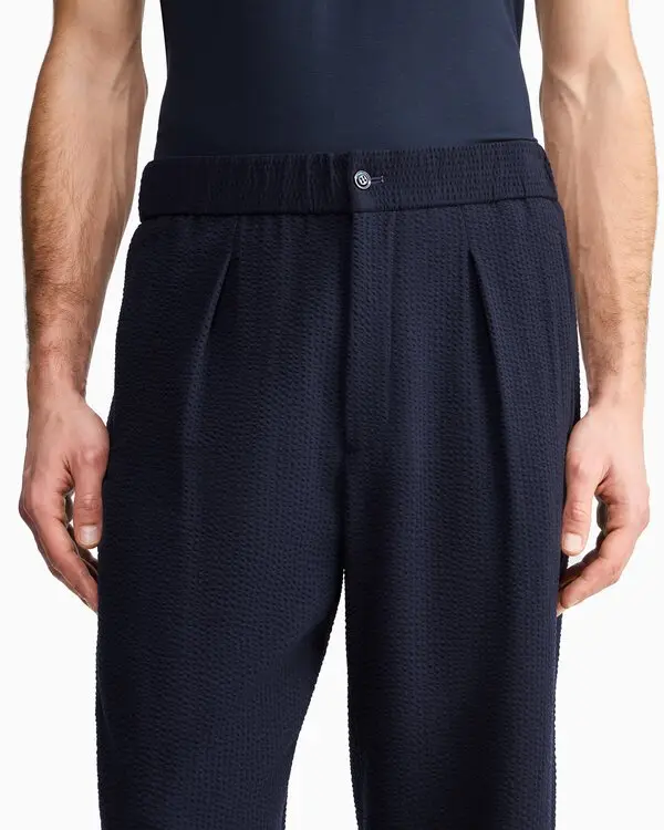 Giorgio Armani Single-pleat Virgin Wool And Cashmere Seersucker Trousers