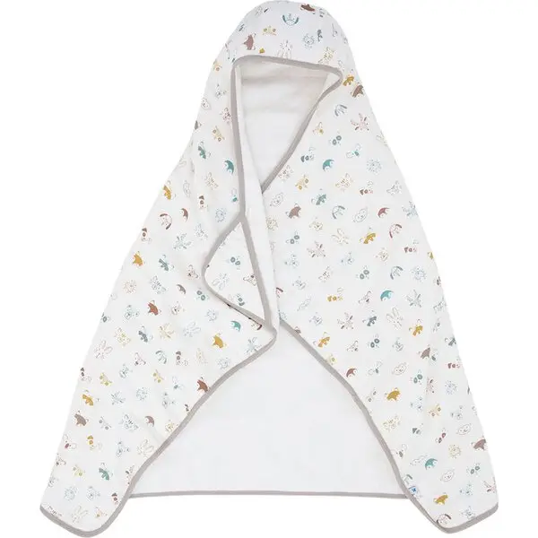 LITTLE UNICORN Cotton Muslin & Terry Hooded Towel - Animal Crowd