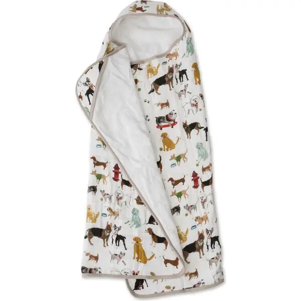 LITTLE UNICORN Cotton Muslin & Terry Hooded Towel - Woof