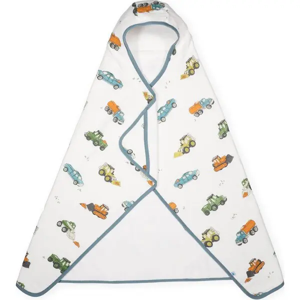 LITTLE UNICORN Cotton Muslin & Terry Hooded Towel - Work Trucks