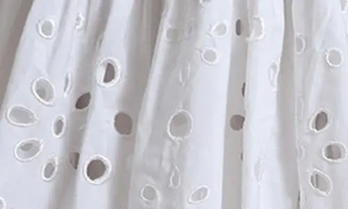 Avec Les Filles Eyelet Tie Belt Long Sleeve Mini Shirtdress