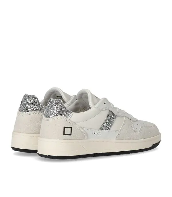D.A.T.E. Court 2.0 Nylon Glitter Sneaker - White | Editorialist