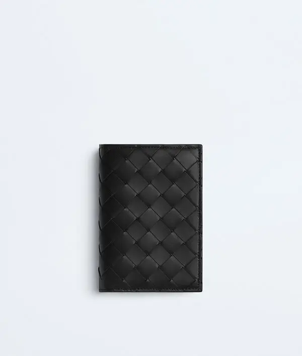 Bottega Veneta Intrecciato Medium Bi-fold Wallet With L-zip - Black