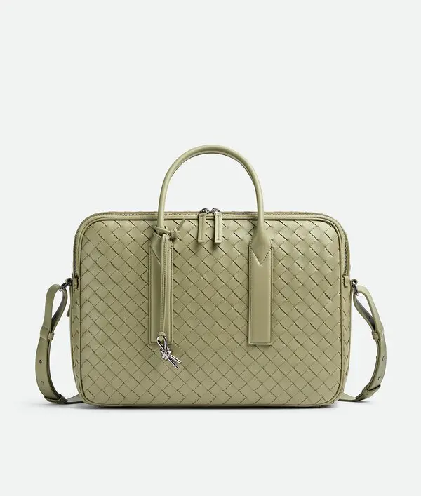 Bottega Veneta Intrecciato Leather Briefcase - Travertine