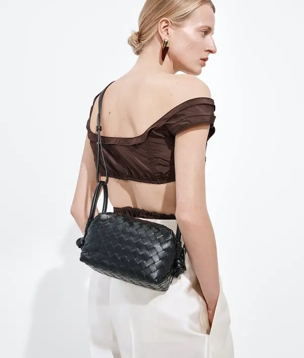 Bottega Veneta Intrecciato Leather Loop Bag - Black