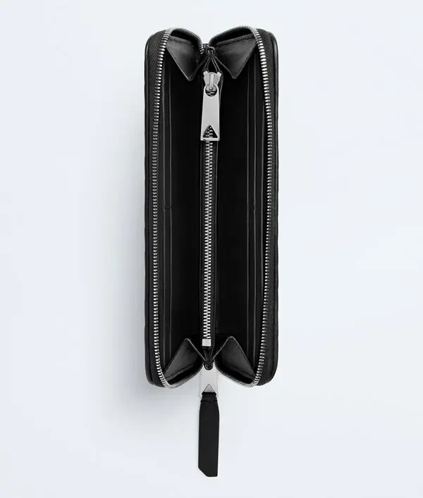 Bottega Veneta Intrecciato Piccolo Zip Around Wallet - Black