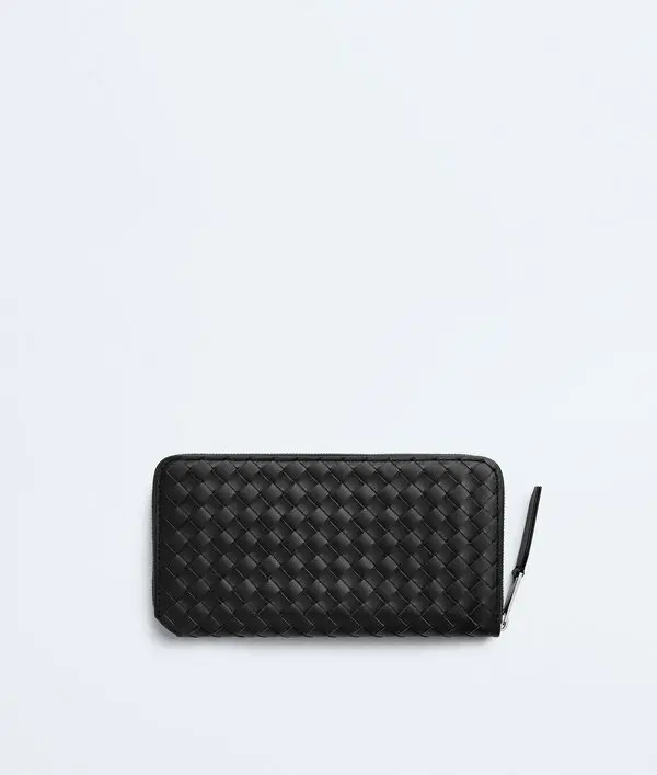 Bottega Veneta Intrecciato Piccolo Zip Around Wallet - Black