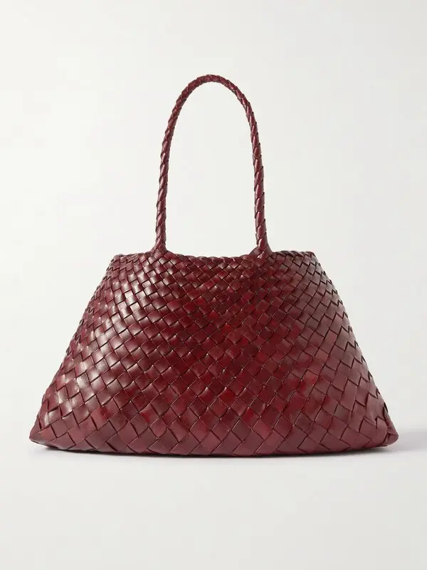 Dragon Diffusion Santa Croce Woven Leather Tote Bag - Burgundy